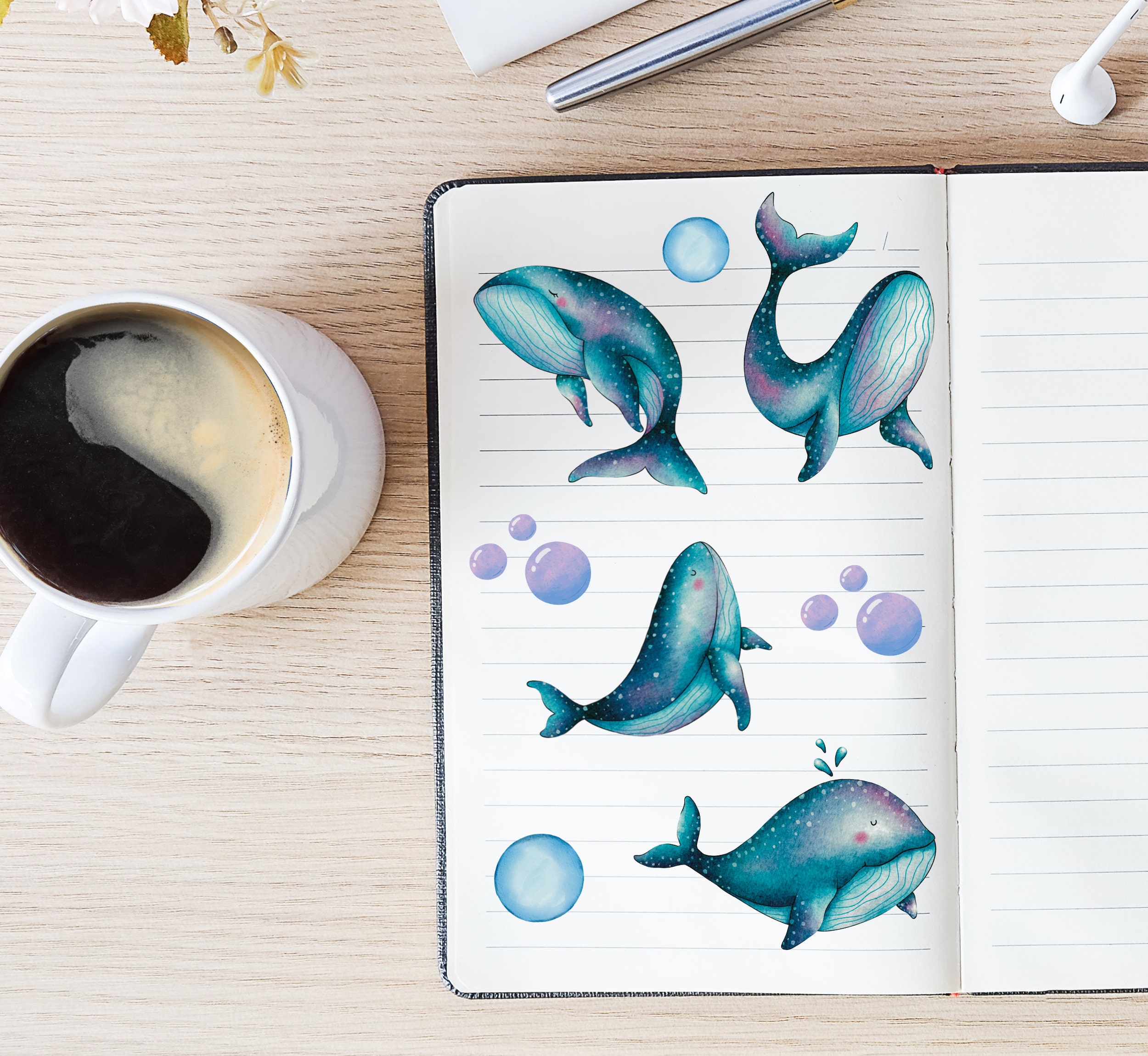 Whale Sticker Printable Sticker Set Animal Stickers Download Journal ...