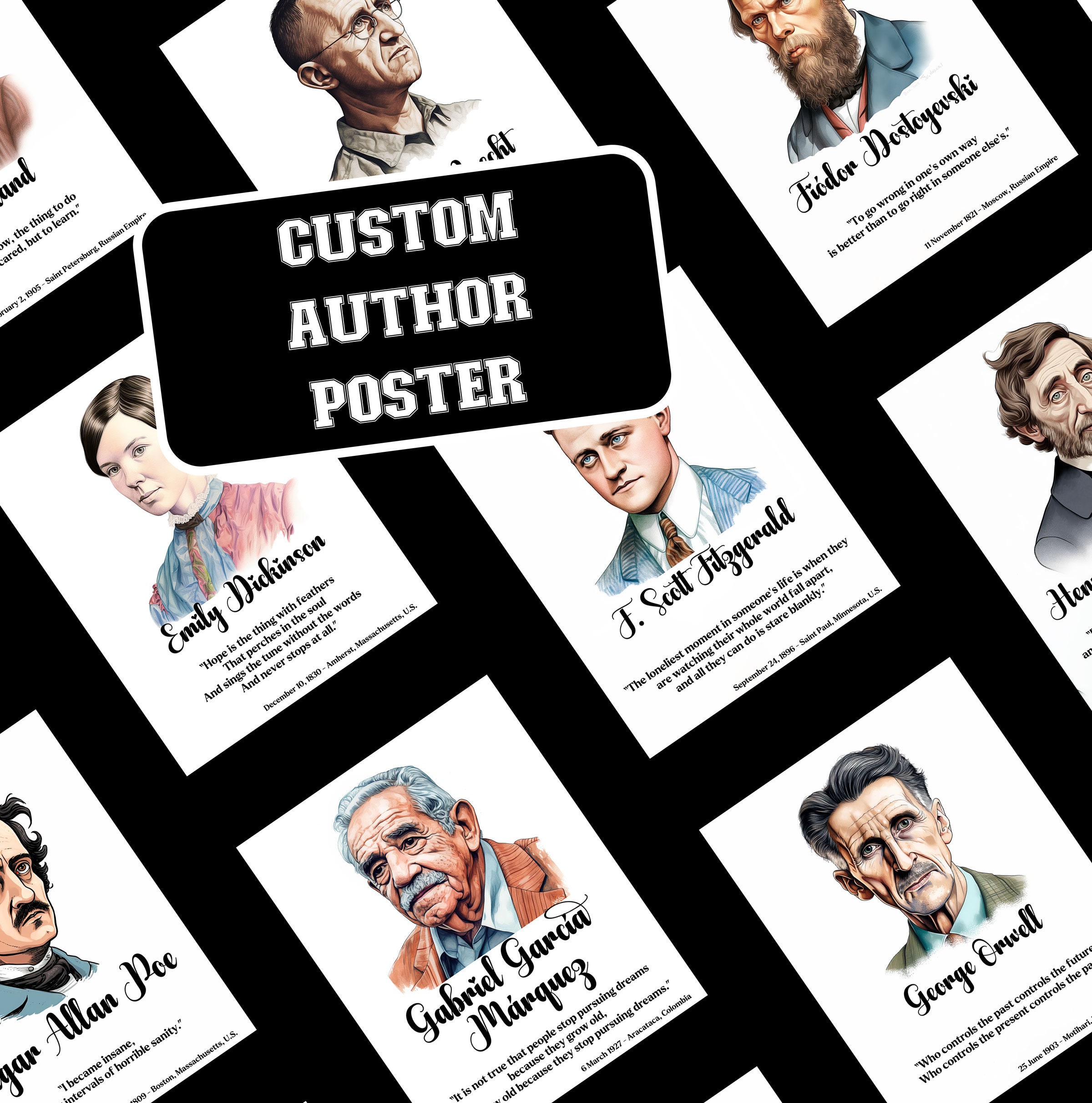 Custom Writer Poster, Digital File, Personalized Author Poster ...