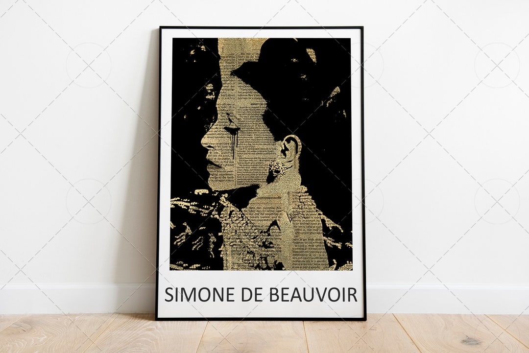 Simone De Beauvoir French Writer, Poster Print, Fine Art, Ink Style ...