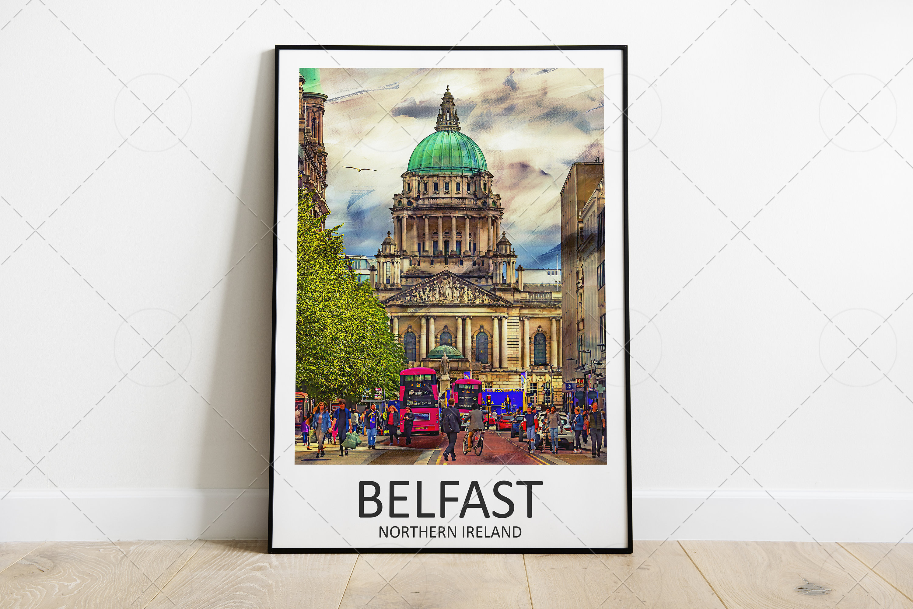 Belfast - Northern Ireland Poster Print, Travel Print, Watercolor Style ...
