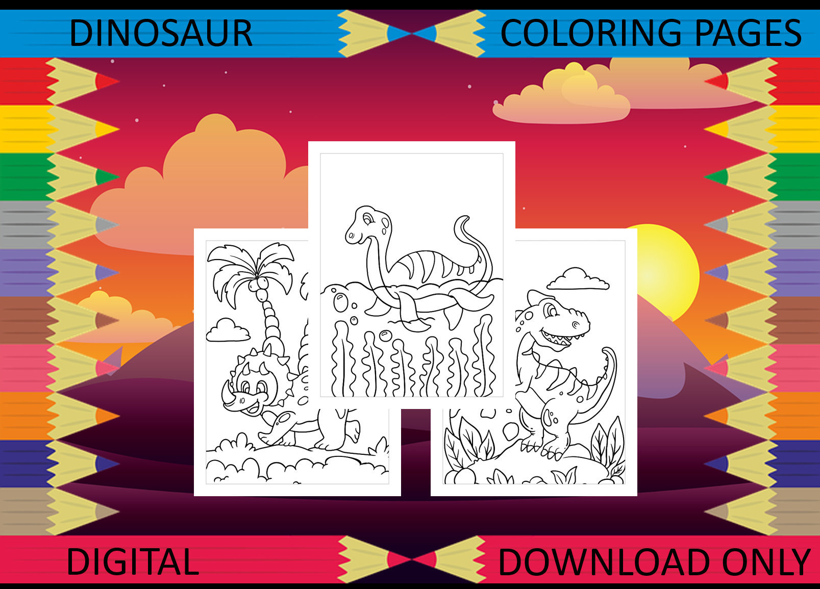 Printable Dinosaur Coloring Pages dinosaur Activities - Etsy