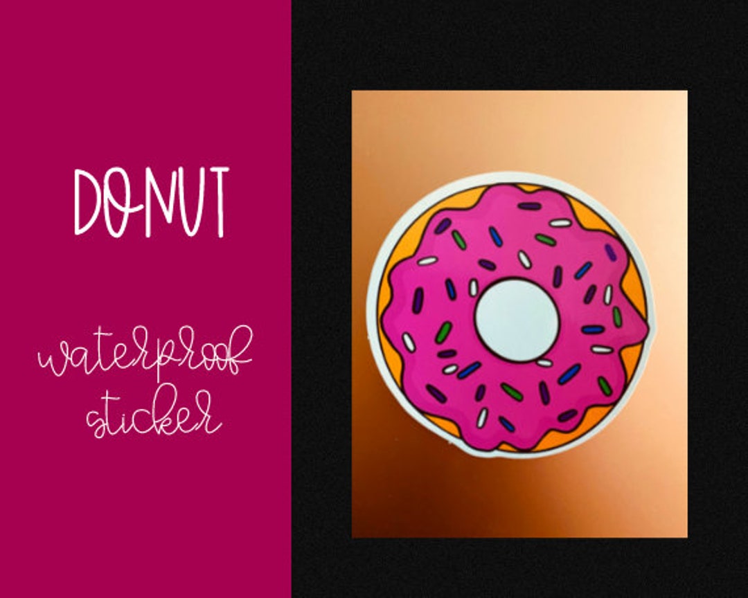 Pink Donut Waterproof Sticker - Etsy