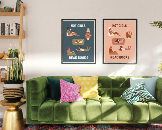 Hot Girls Read Books Print Printable Bookish Poster Reader - Etsy