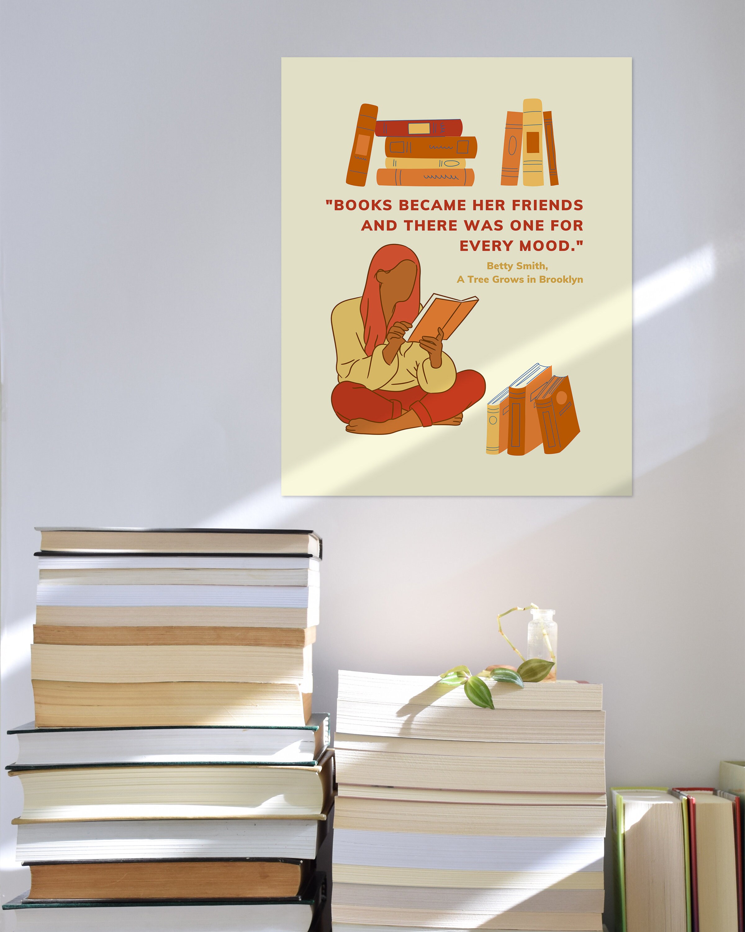 Books Became Her Friends Print, A Tree Grows in Brooklyn Quote ...