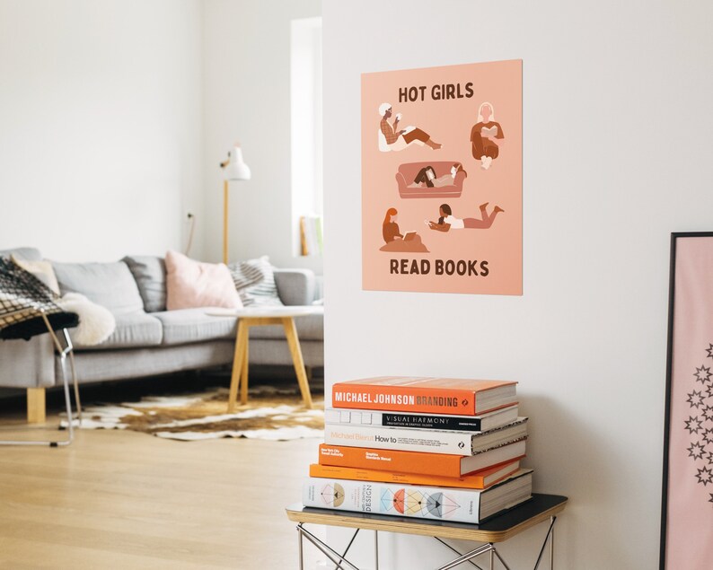 Hot Girls Read Books Print Printable Bookish Poster Reader - Etsy