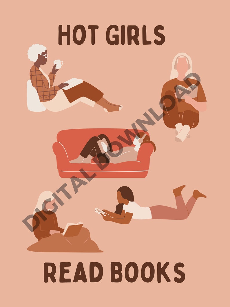 Hot Girls Read Books Print Printable Bookish Poster Reader - Etsy
