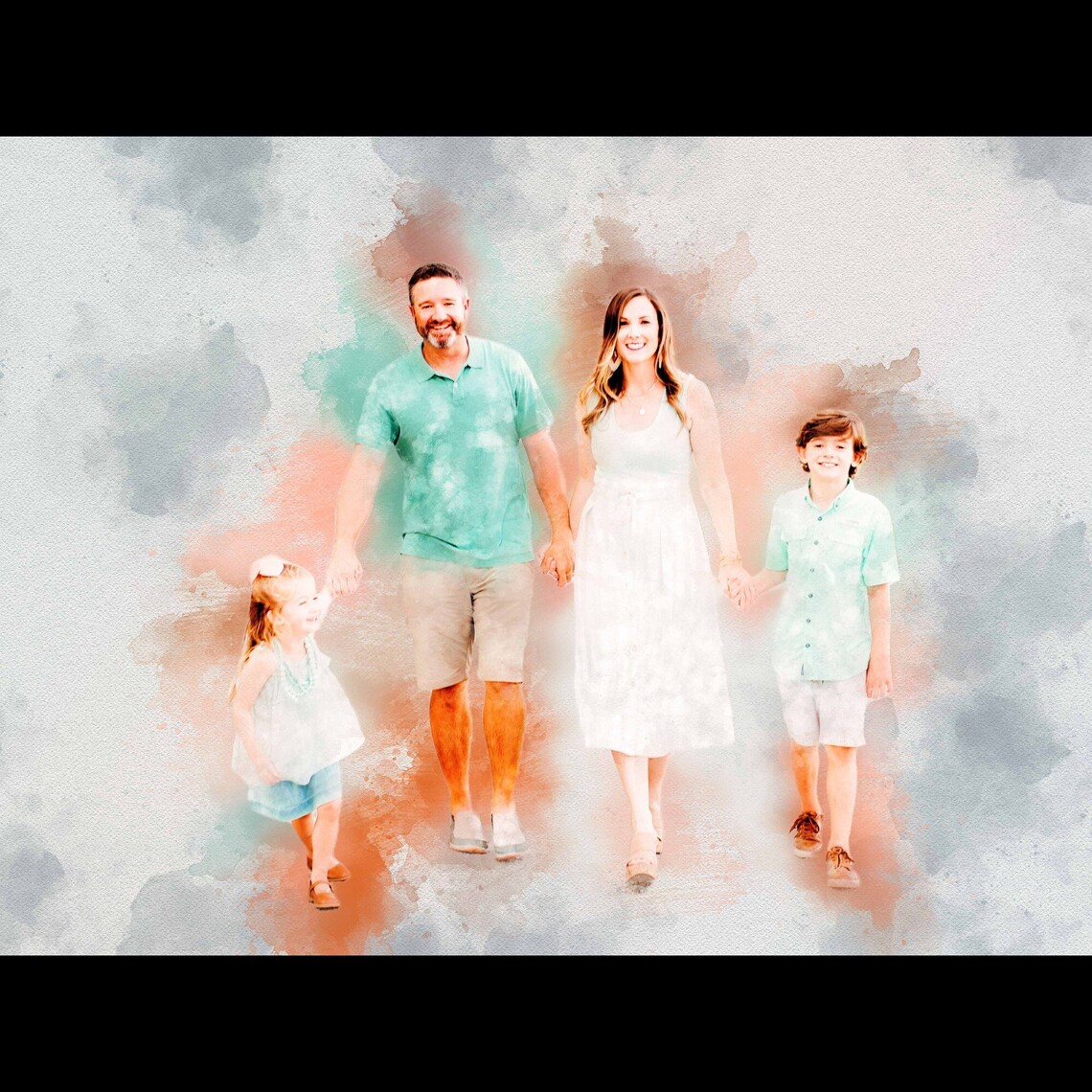 Family Portrait Watercolorwatercolor Painting From | Etsy
