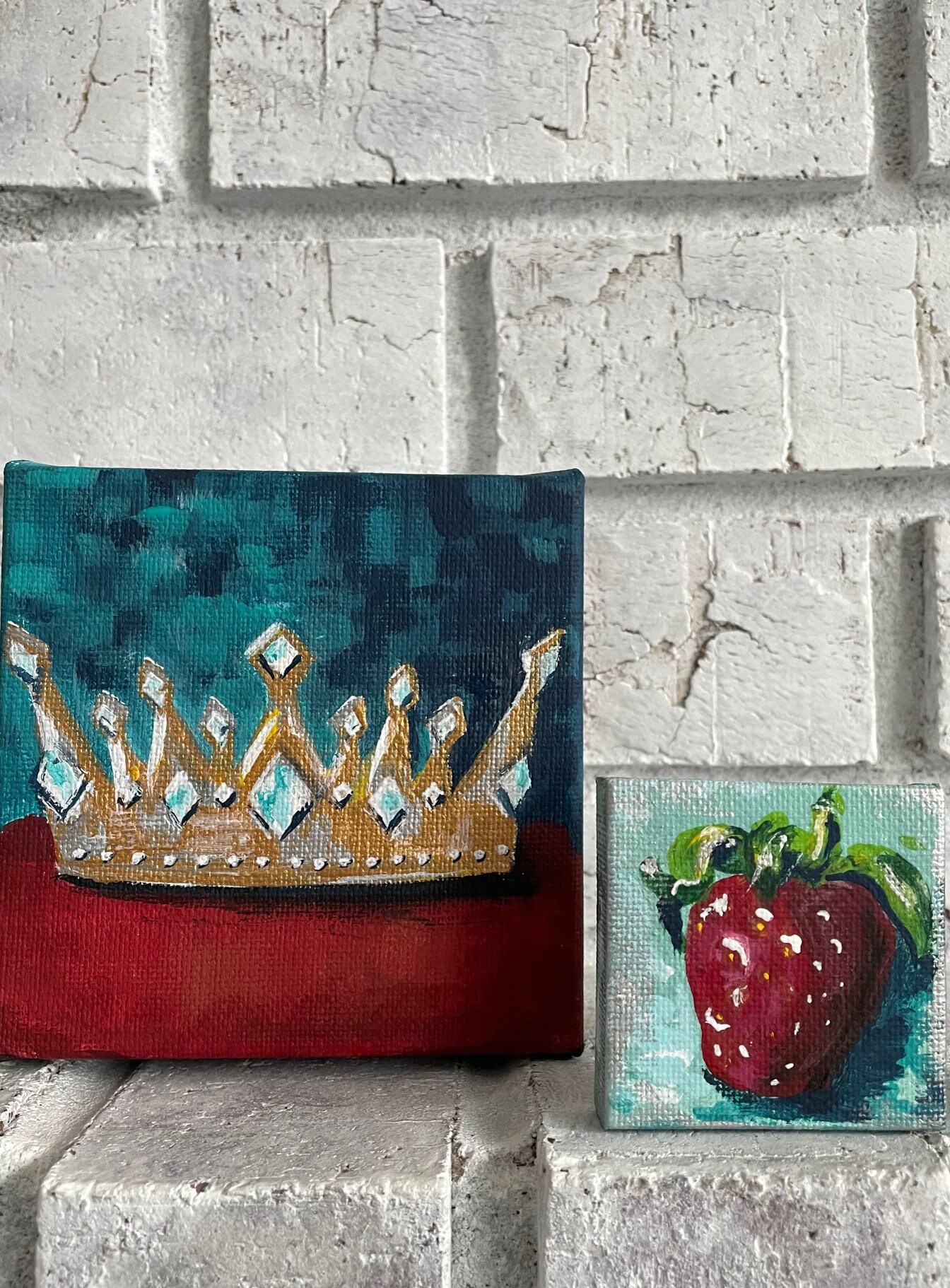 Gold Crown Painting Original 4x4 Art Gifts Home Decor - Etsy