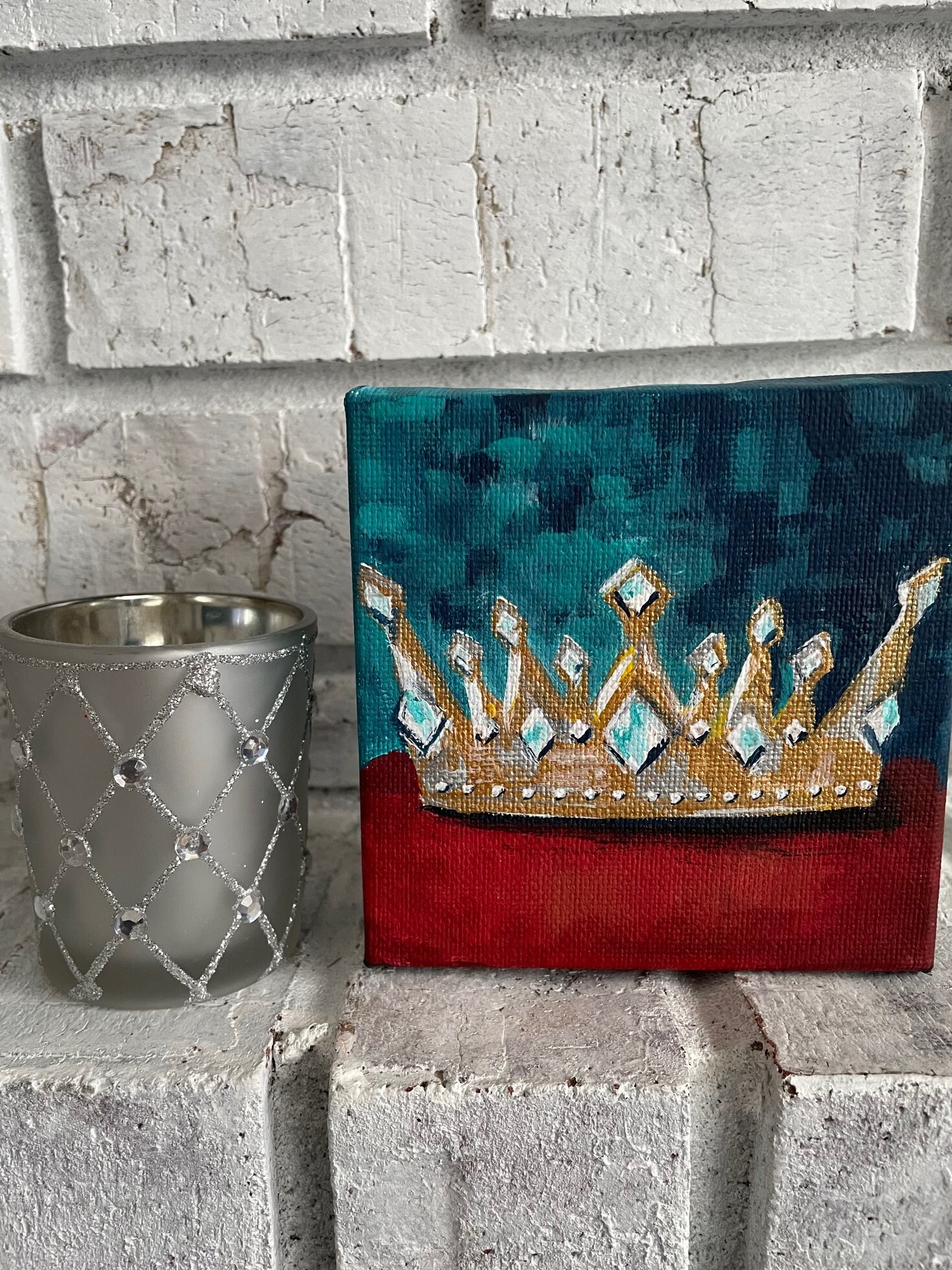 Gold Crown Painting Original 4x4 Art Gifts Home Decor - Etsy