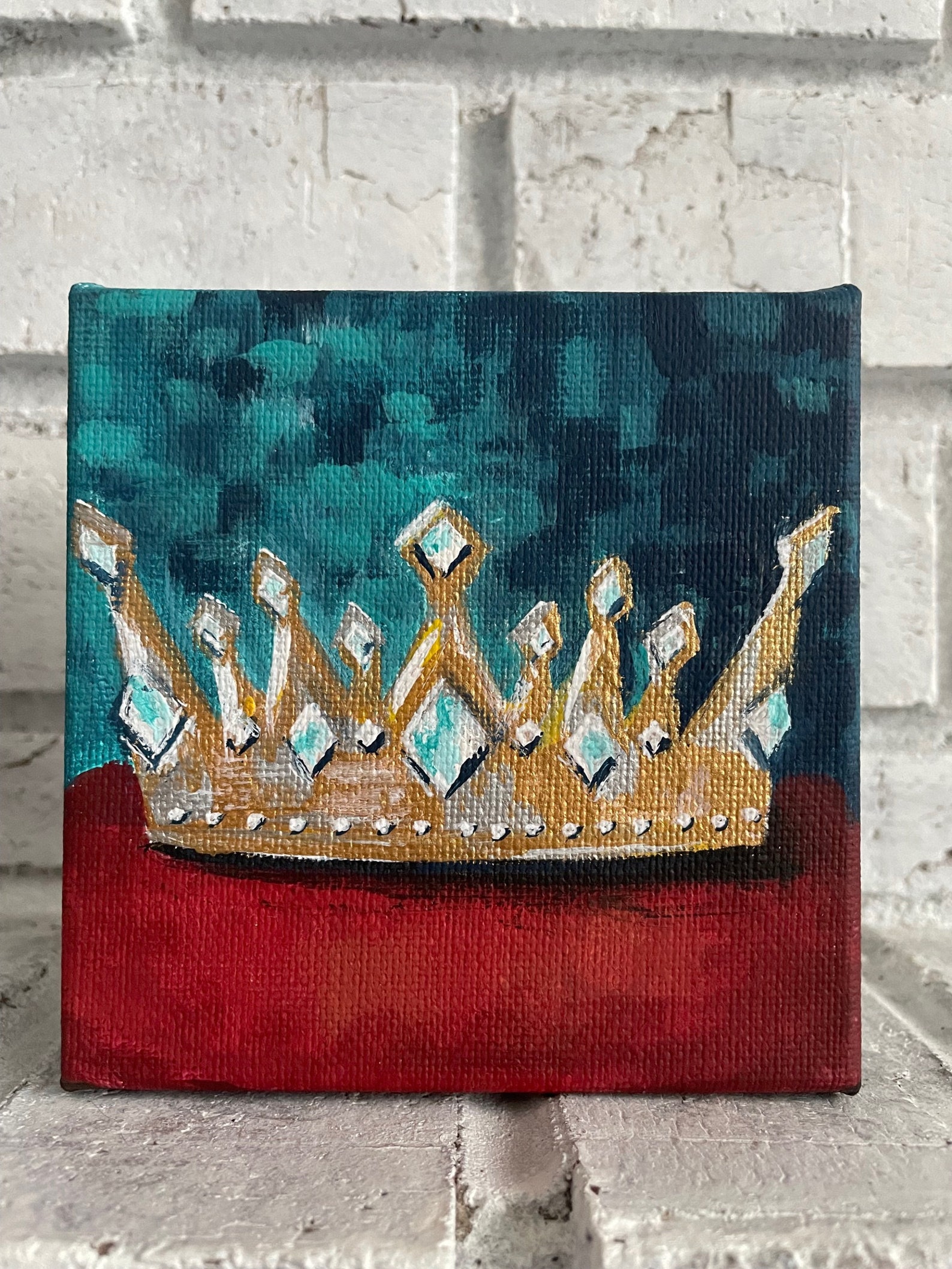Gold Crown Painting Original 4x4 Art Gifts Home Decor - Etsy