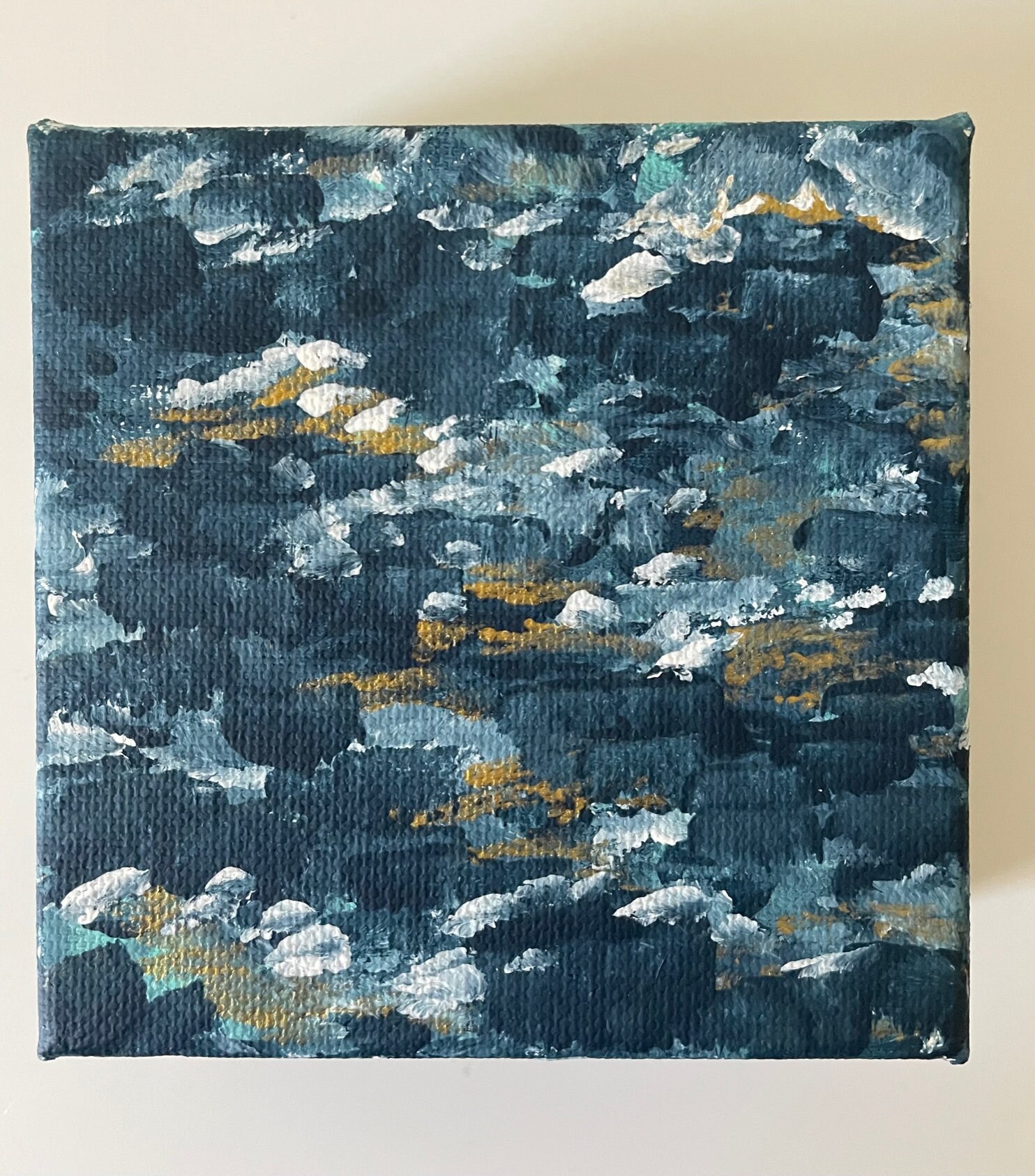 Original Art - Abstract Ocean - "how I See the Sea" - Acrylic 4x4 ...