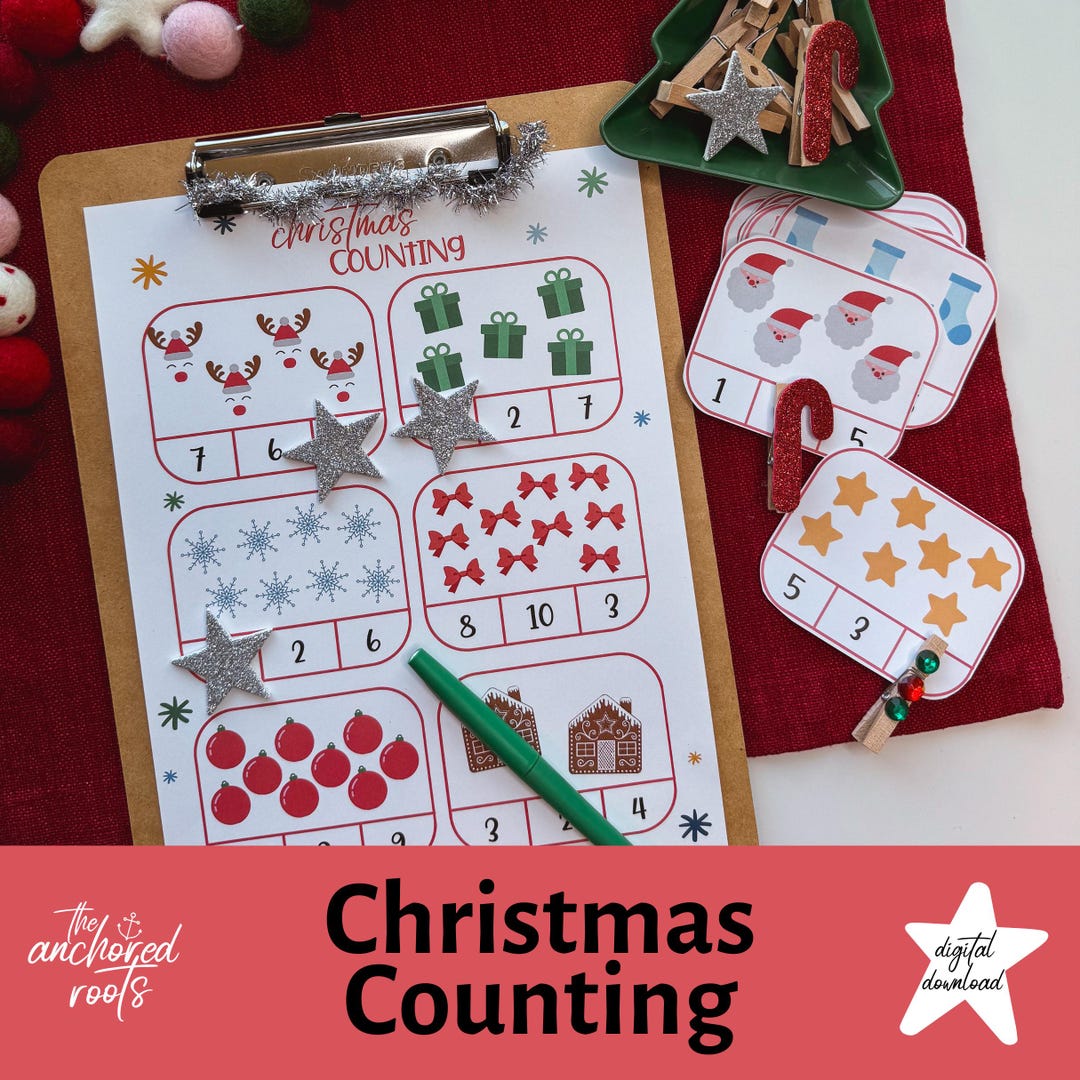 Christmas Counting Activity, Preschool Math Game, Christmas Count and ...