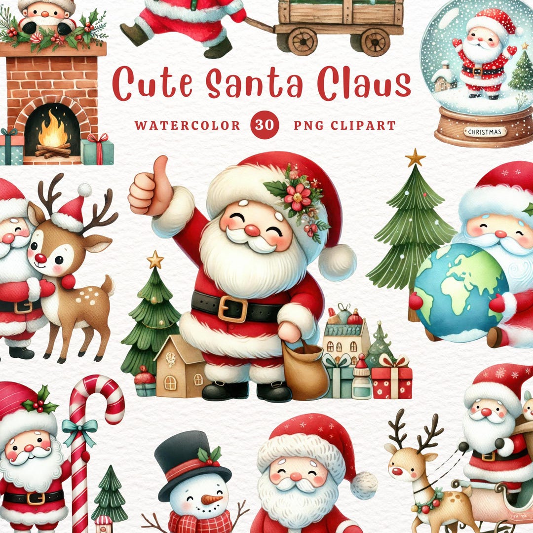 Cute Santa Claus Clipart, Santa Claus PNG, Xmas, Christmas Festive, DIY ...
