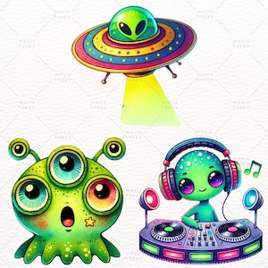 UFO Clipart, Alien PNG, Planet Theme, Galaxy, Outer Space, Clipart, DIY ...