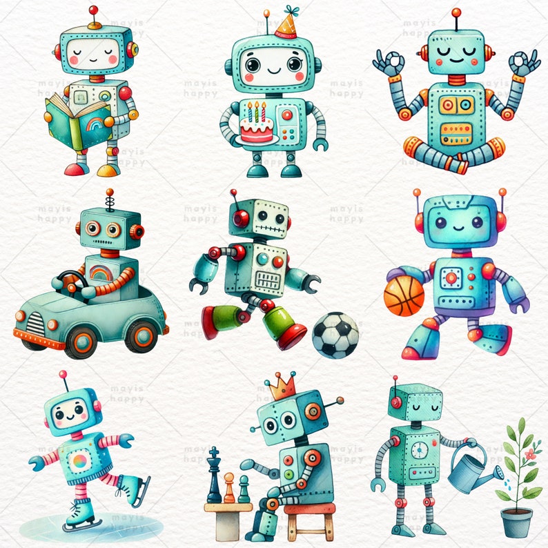 Cute Robot, Robot PNG, Robot Clipart, Robot Boy, Gift for Kids ...