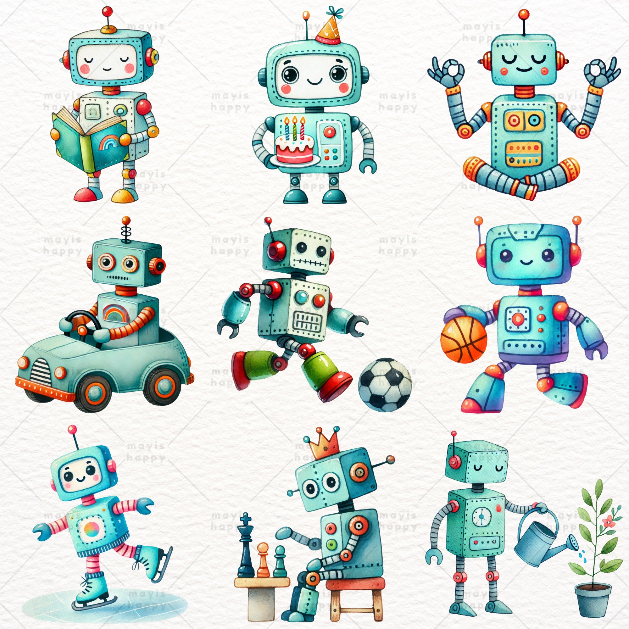 Cute Robot, Robot PNG, Robot Clipart, Robot Boy, Gift for Kids ...