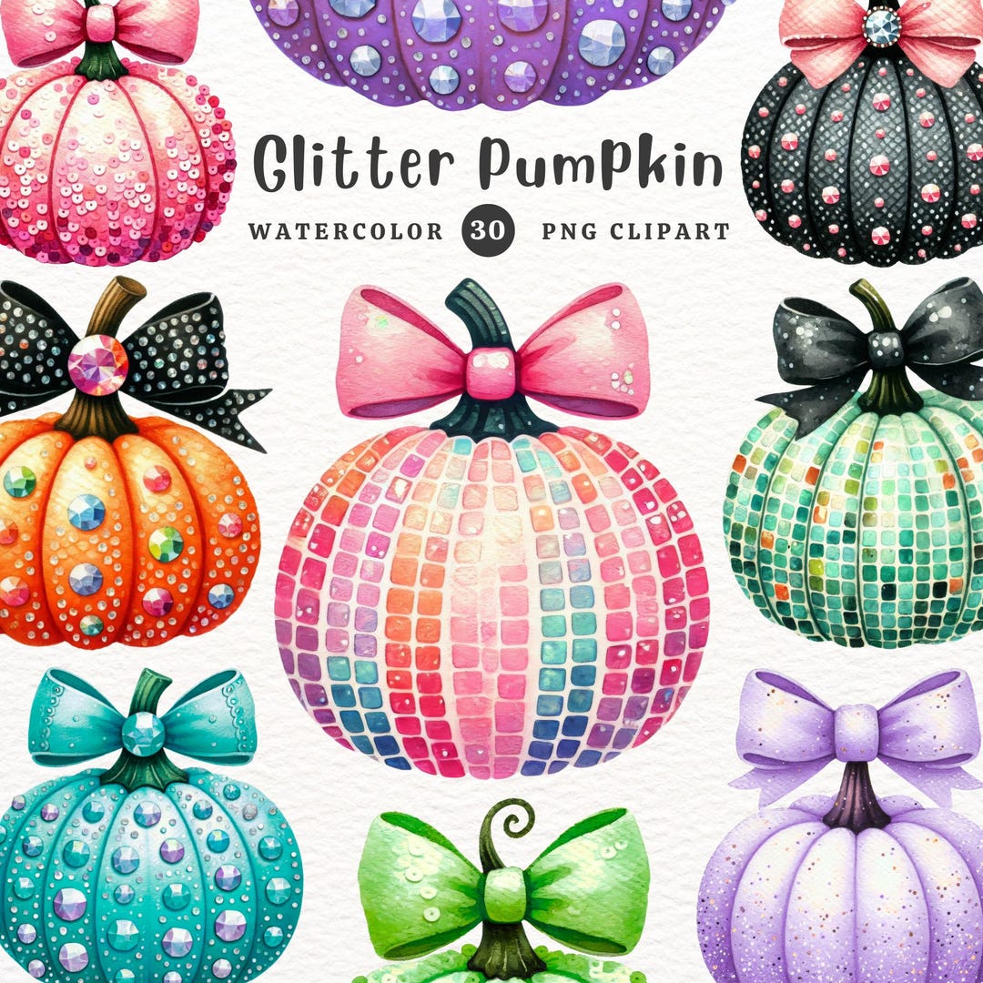 Glitter Pumpkin Clipart, Disco Pumpkin Clipart, Pumpkin PNG, Autumn ...