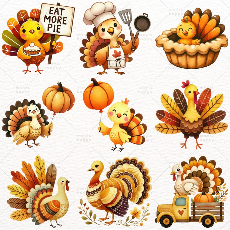 Cute Turkey PNG, Fall PNG, Autumn Clipart, Thanksgiving Day, Cozy Warm ...