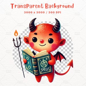Cute Devil Clipart, Devil PNG, Spooky Devil, Halloween Clipart, DIY ...