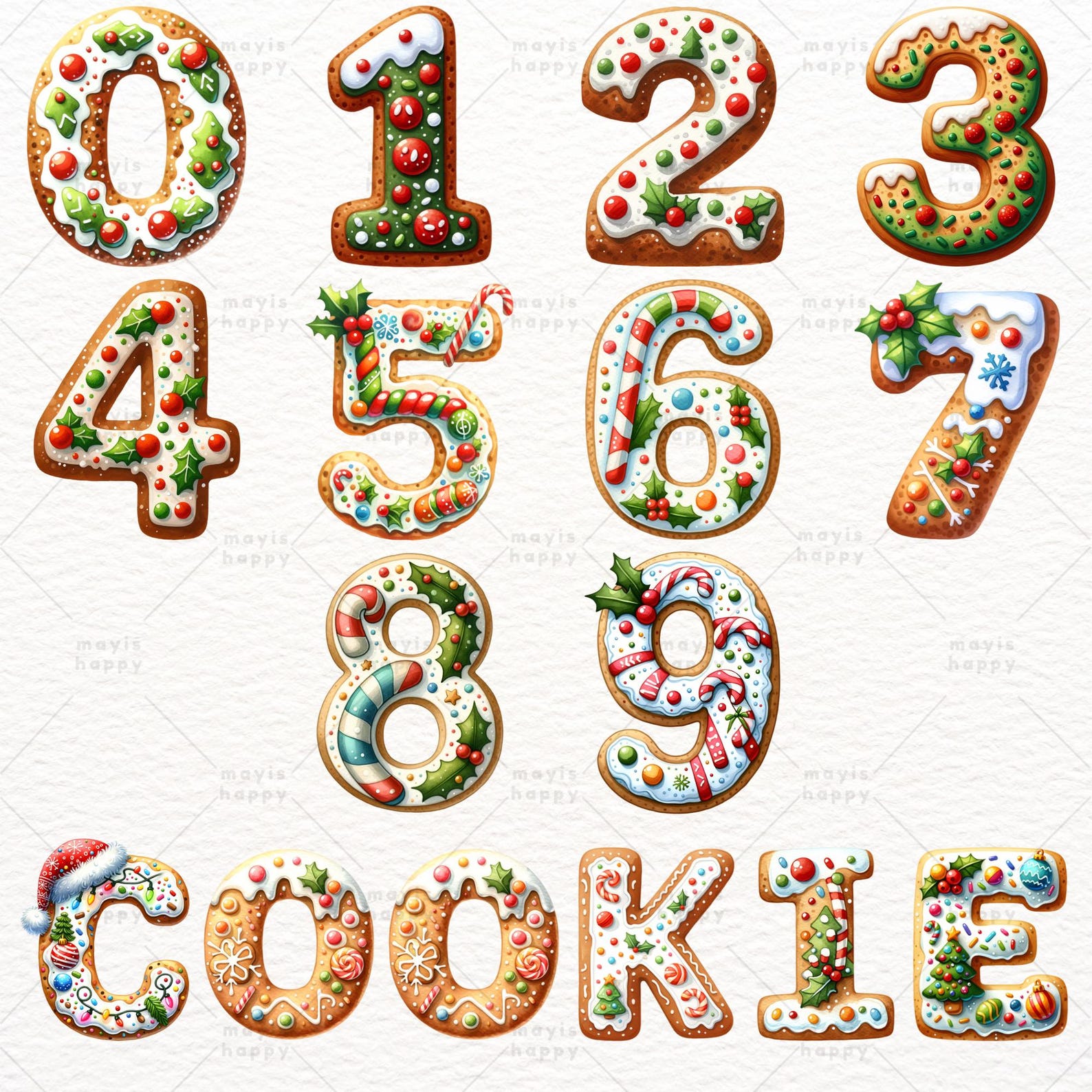 Christmas Cookie Alphabet, Christmas Alphabet, Cookie PNG, Alphabet ...