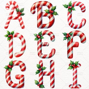 Candy Cane Alphabet, Candy Cane PNG, Christmas Alphabet, Xmas, Alphabet ...