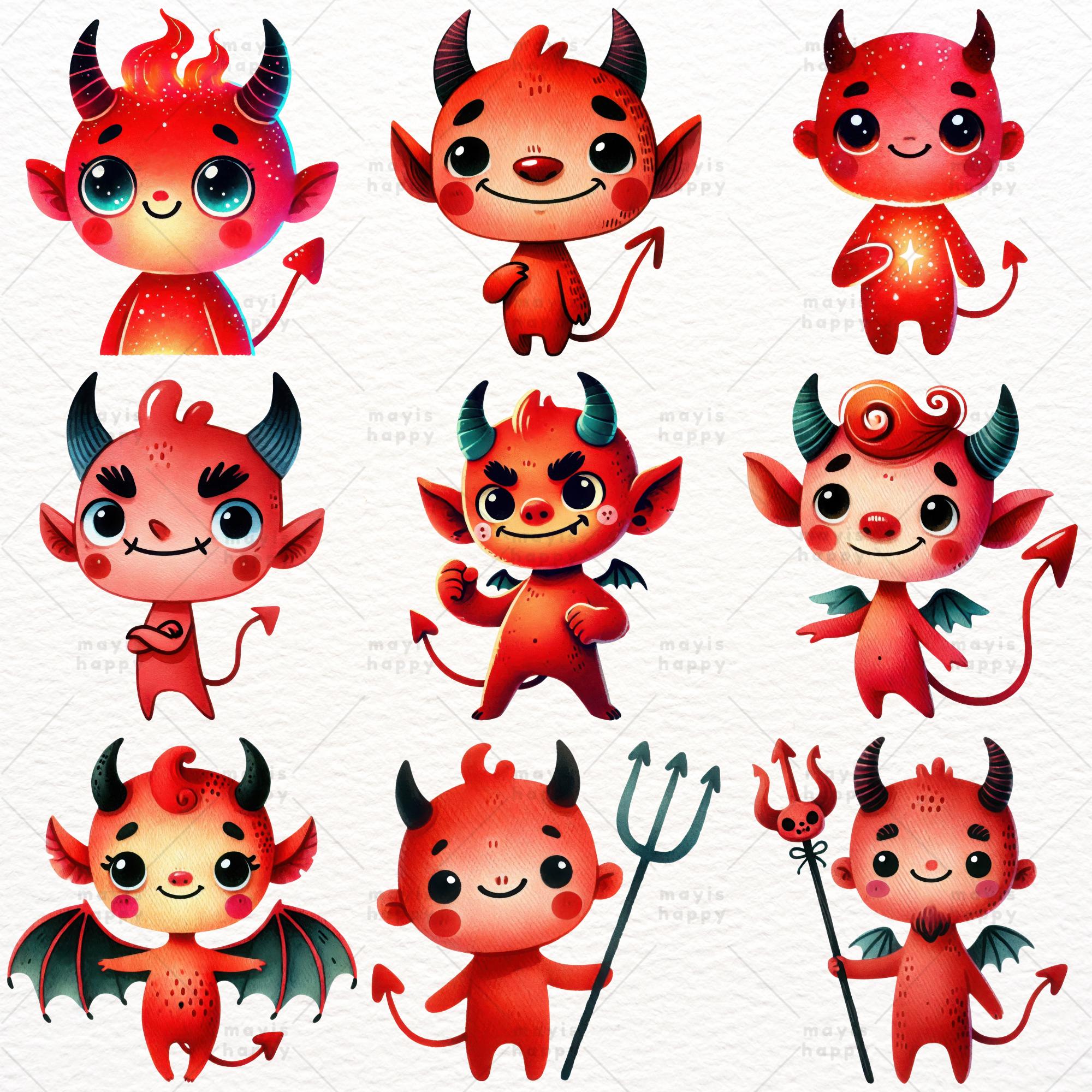 Cute Devil Clipart, Devil PNG, Spooky Devil, Halloween Clipart, DIY ...