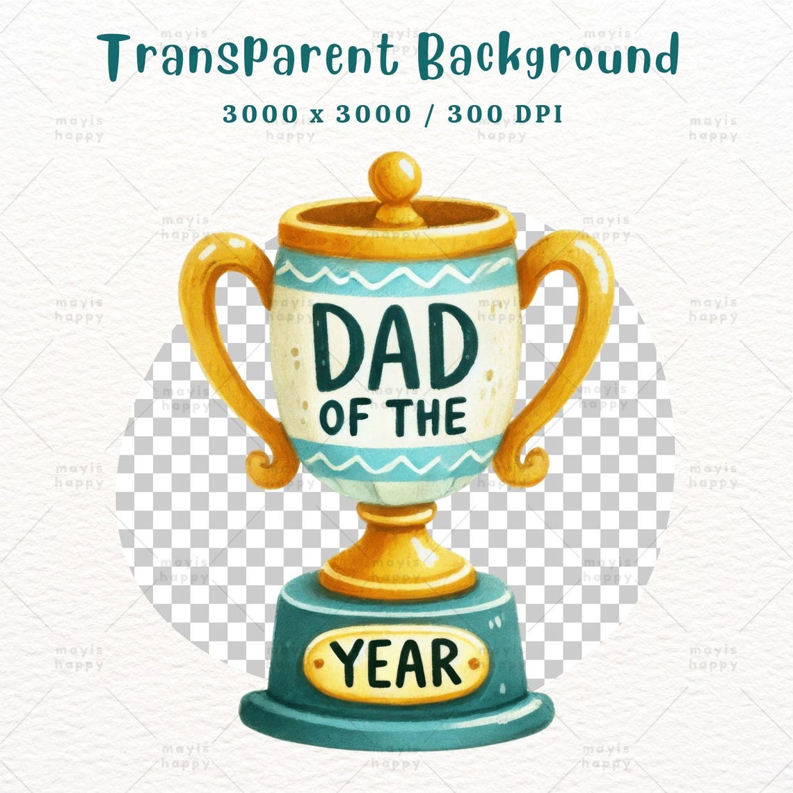 Dad Trophy Watercolor Clipart: Father's Day PNG Bundle (34 Files) - Etsy
