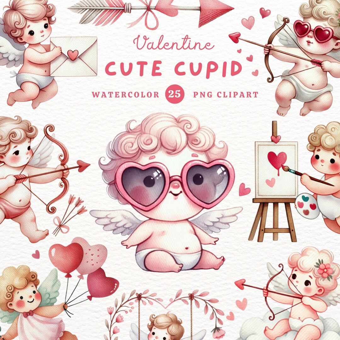 Valentine Cupid Clipart, Cute Cupid Clipart, Valentine's Day, Valentine ...
