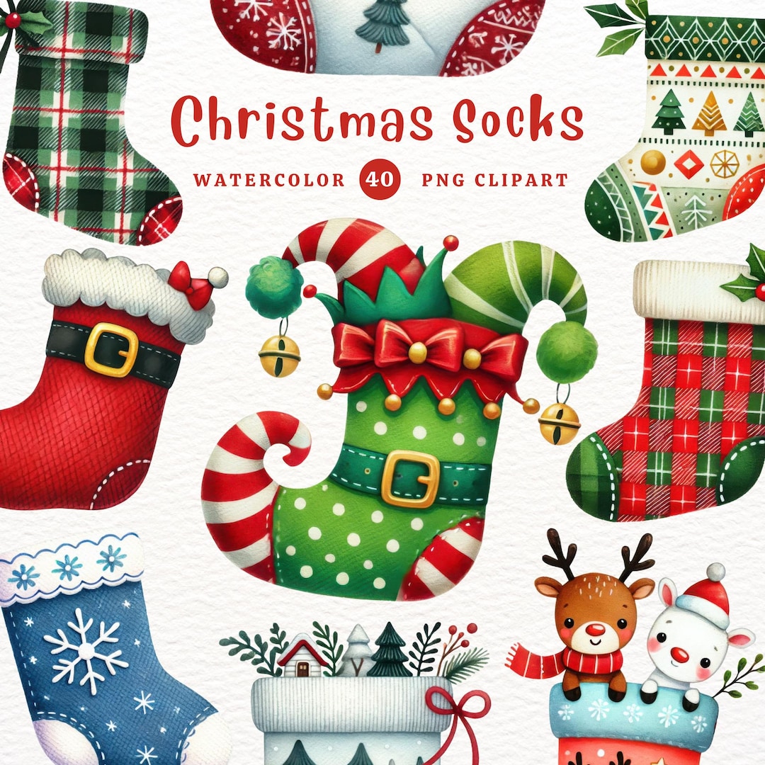 Christmas Socks Clipart, Christmas Stocking, Cute Christmas, Christmas ...