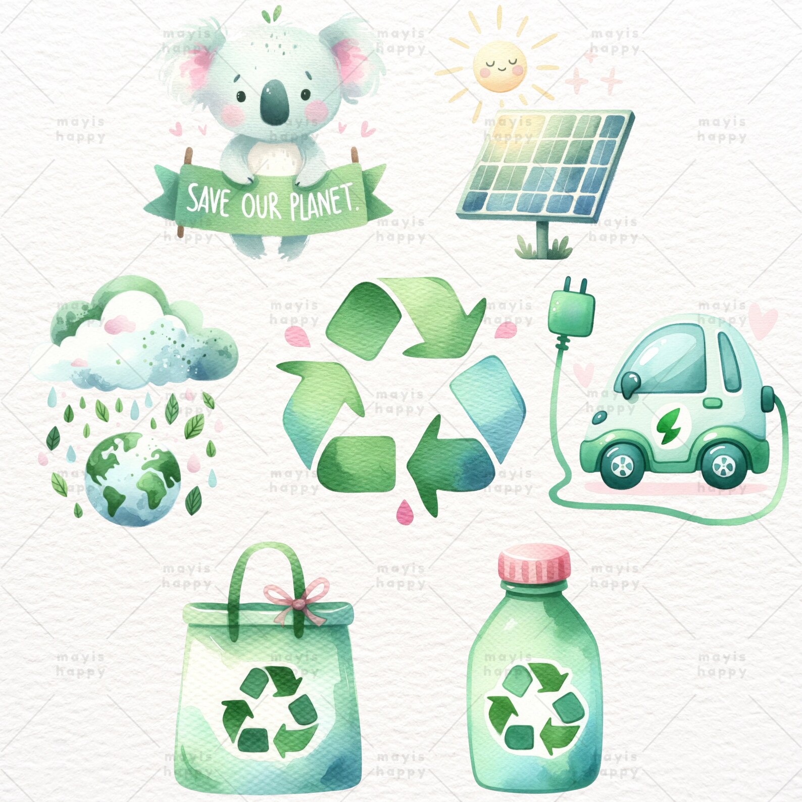 Earth Watercolor Clipart: Planet PNG Bundle (digital Download) - Etsy