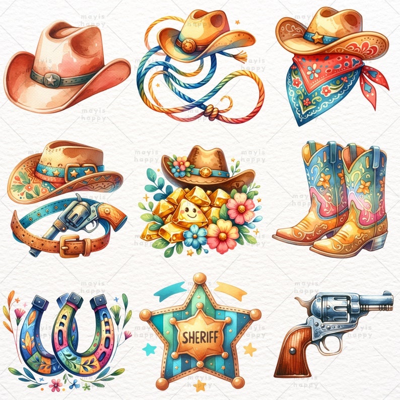 Cowboy Elements, Cowboy, Cowboy PNG, Sheriff PNG, Cowboy Gift, Gift for ...