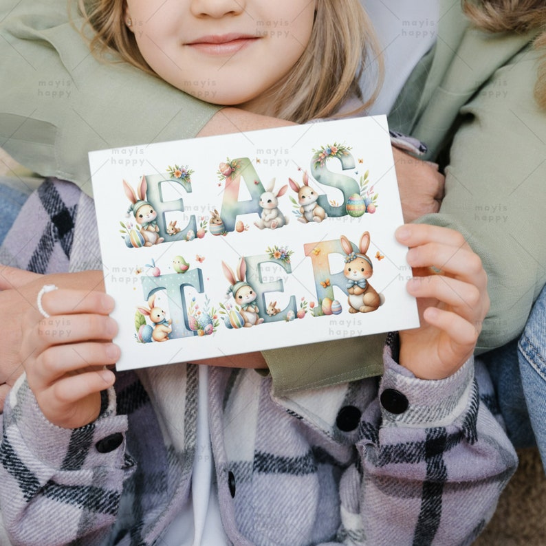 Easter Bunny Alphabet, Easter Clipart, Bunny PNG, Alphabet Clipart PNG ...