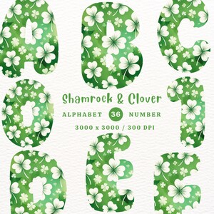 Shamrock Alphabet, Shamrock Clipart, Clover PNG, Alphabet Clipart PNG ...