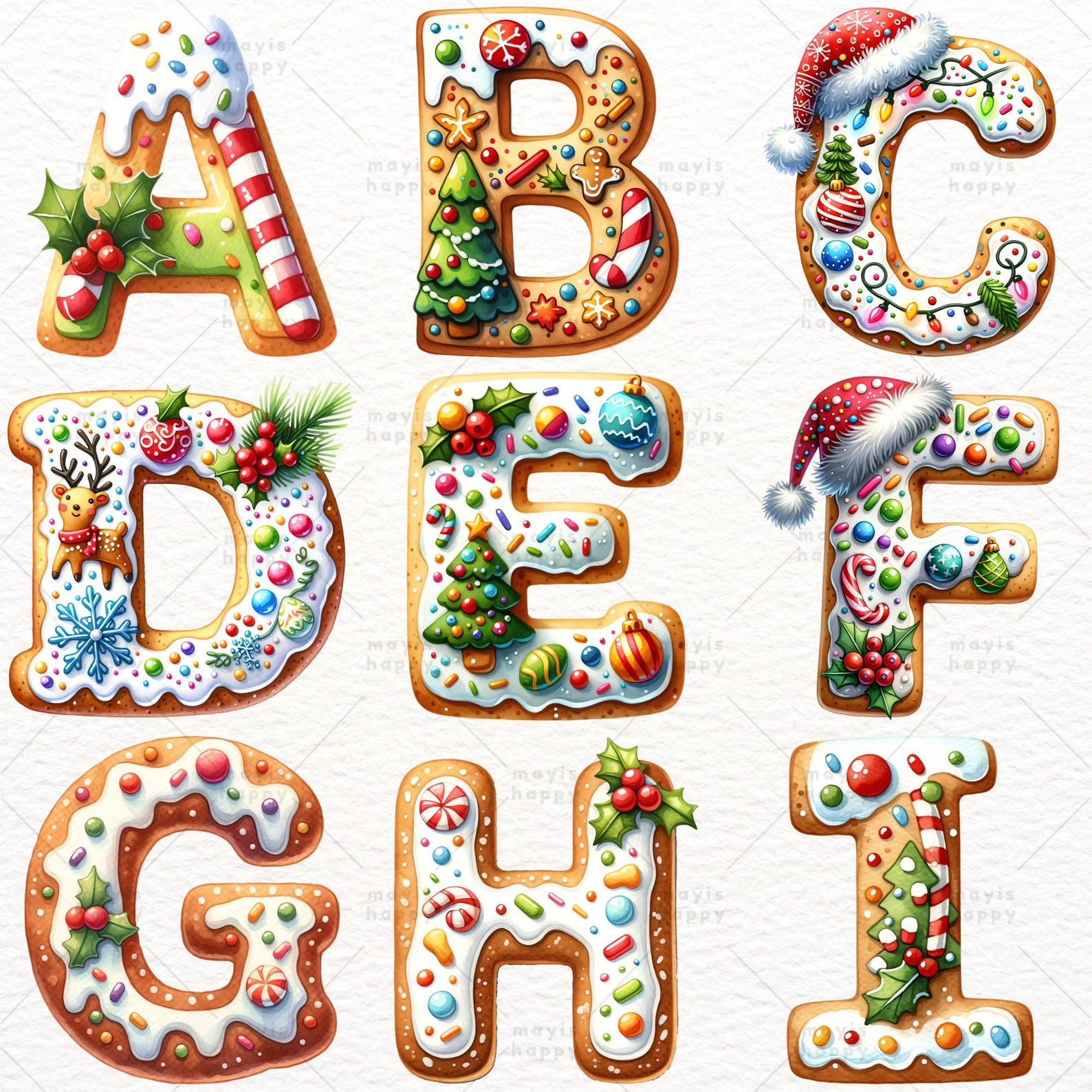 Christmas Cookie Alphabet, Christmas Alphabet, Cookie PNG, Alphabet ...