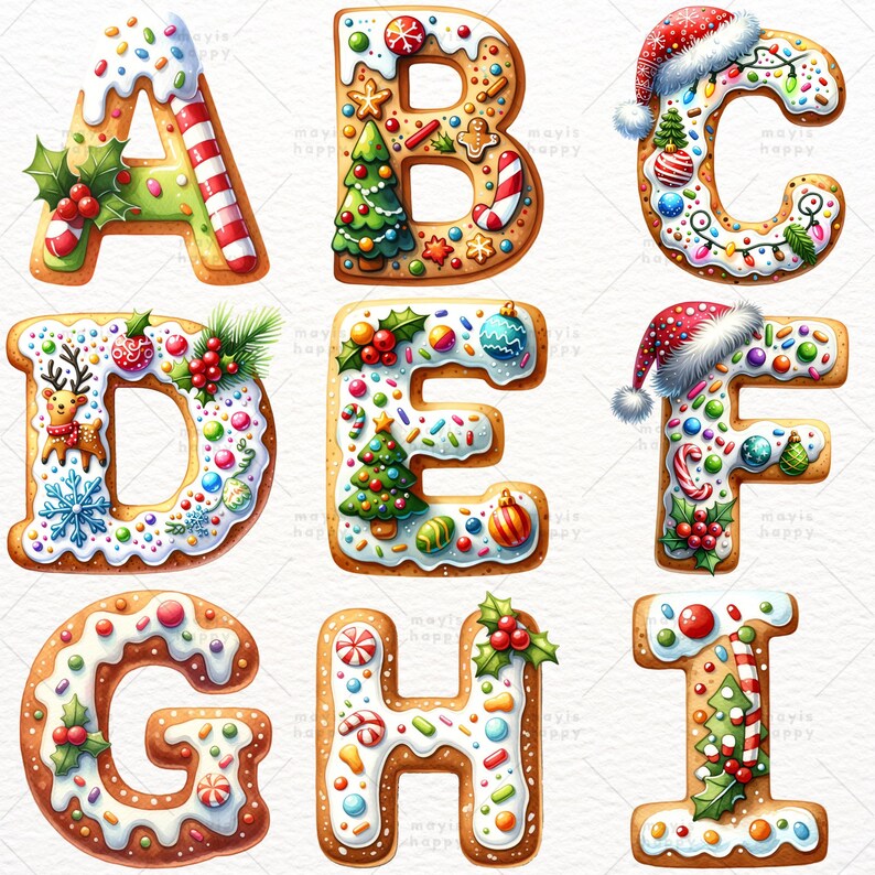 Christmas Cookie Alphabet, Christmas Alphabet, Cookie PNG, Alphabet ...
