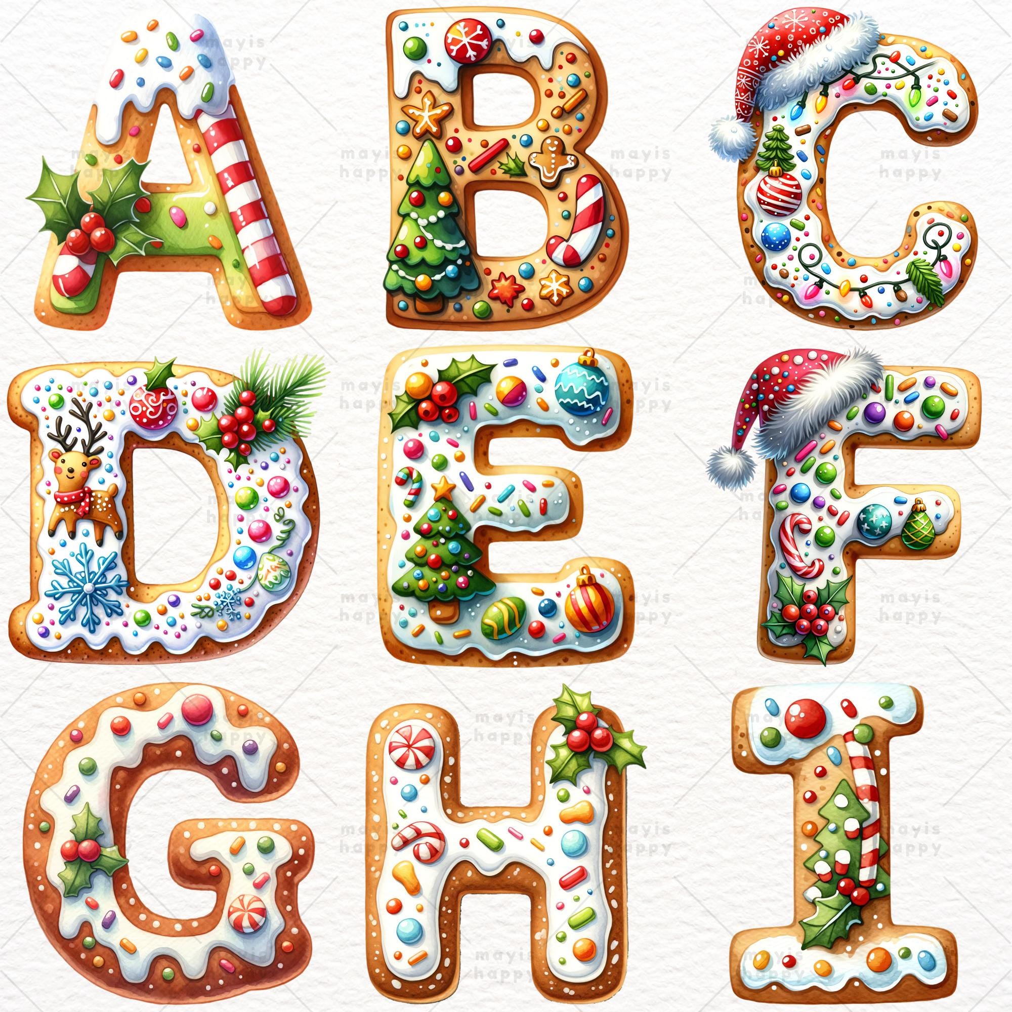 Christmas Cookie Alphabet, Christmas Alphabet, Cookie PNG, Alphabet ...