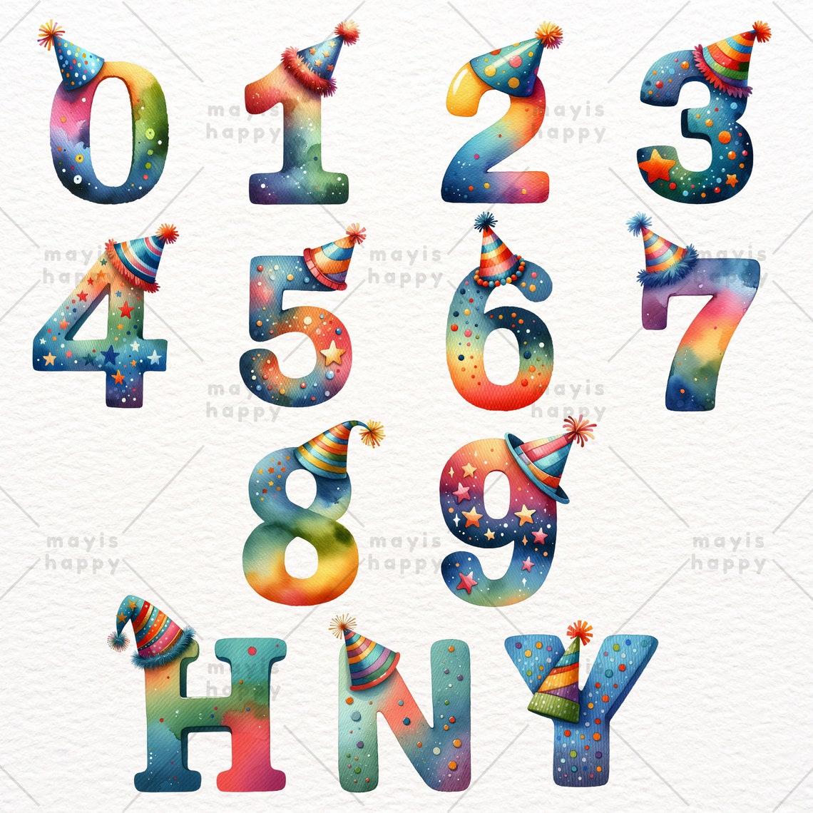 New Year Alphabet Clipart, Party Hat Alphabet Clipart, New Year Party ...