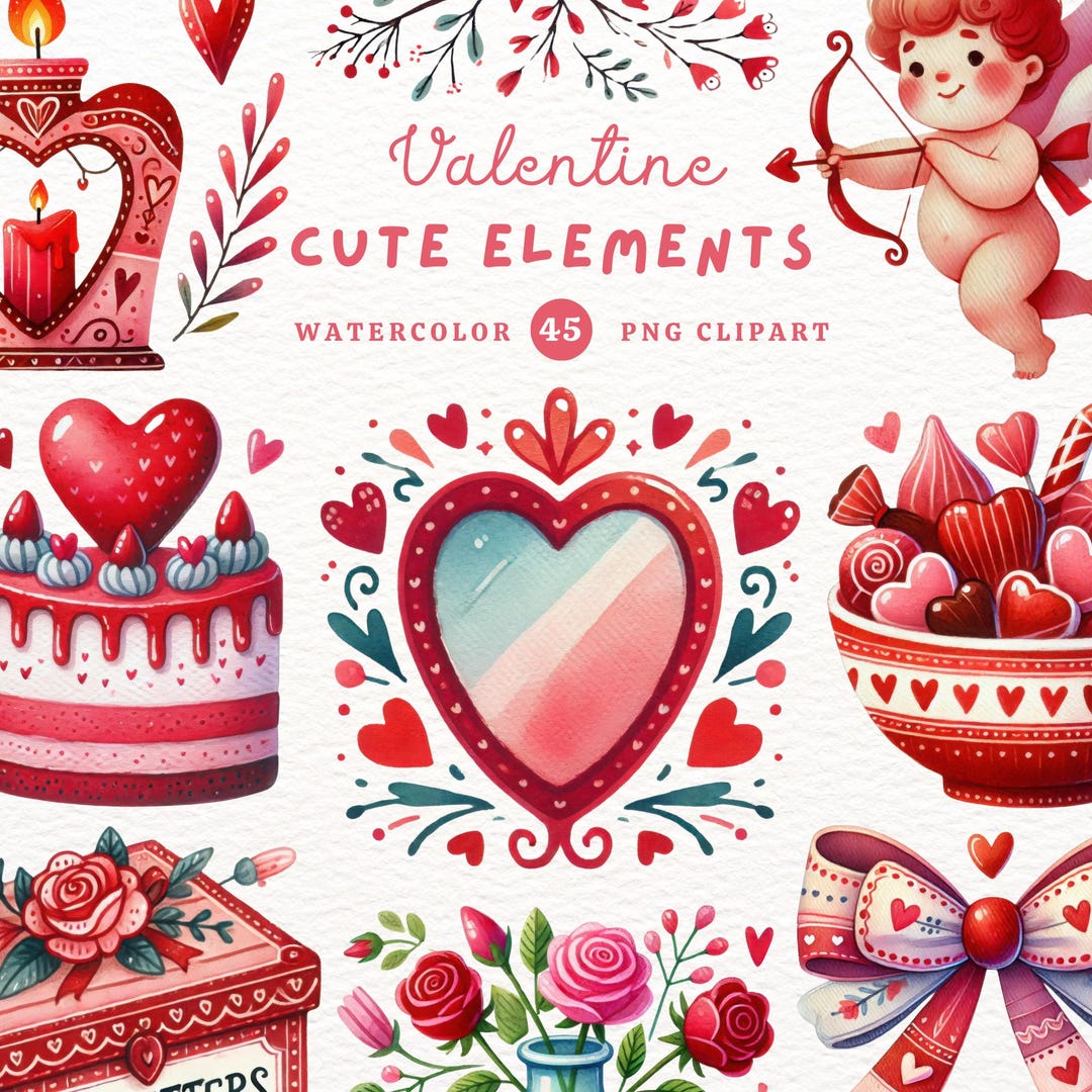 Valentine Cute Elements, Valentine Clipart, Valentine's Day, DIY Gift ...