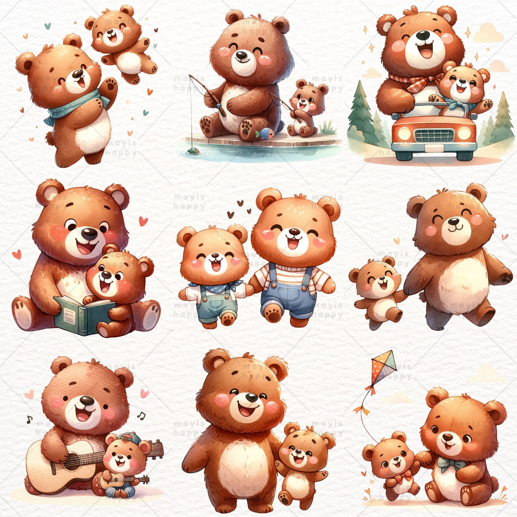 Daddy Bear & Baby Bear, Daddy Bear, Baby Bear, Dad PNG, Daddy PNG, Gift ...