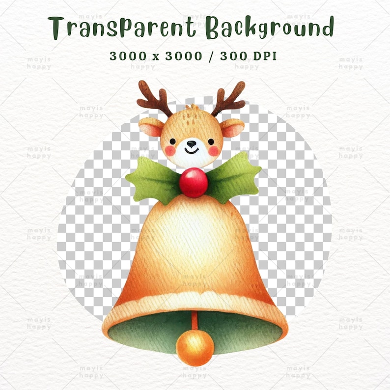 Watercolor Christmas Bell Clipart: Holiday PNG Images (digital Download ...
