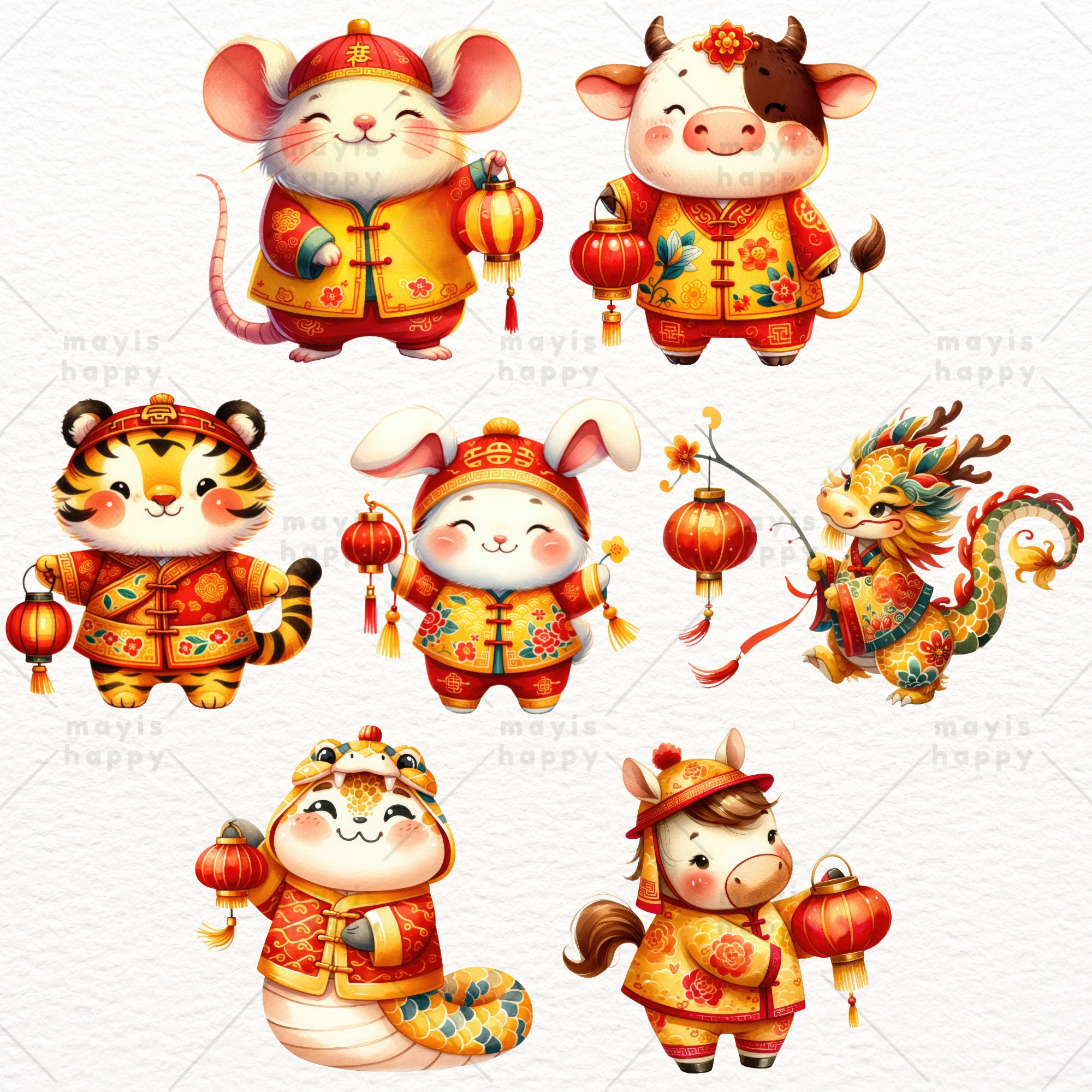 Chinese Zodiac Animals, Chinese New Year Clipart, Zodiac Animals ...