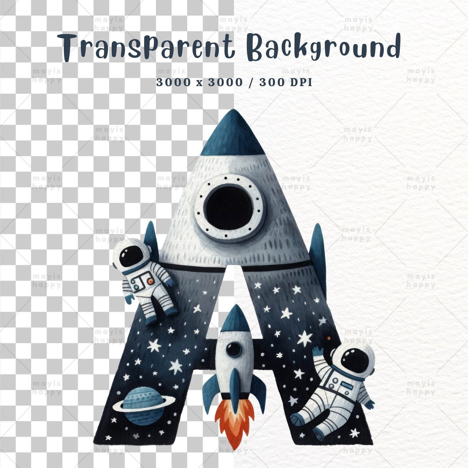 Watercolor Rocket Alphabet Clipart: Space PNG (digital Download) - Etsy