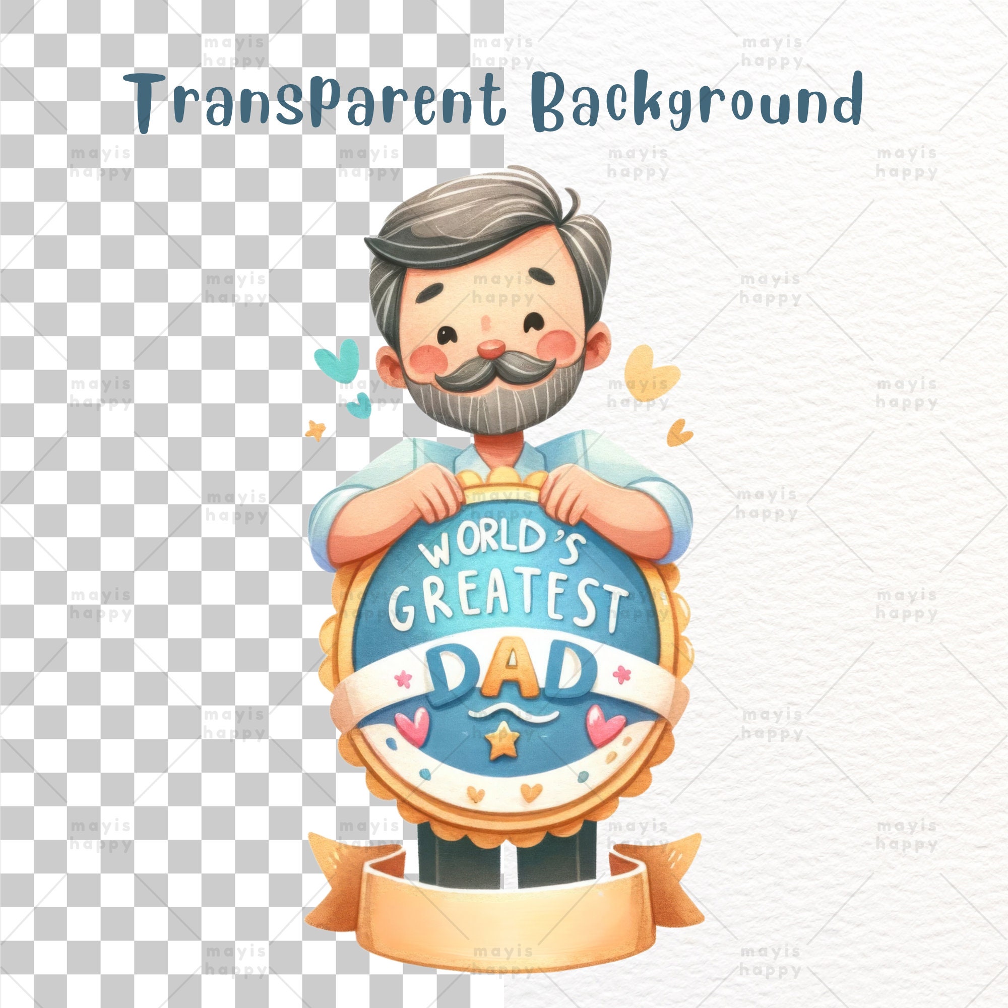 Father's Day Watercolor Clipart: Dad PNG Elements (digital Download) - Etsy