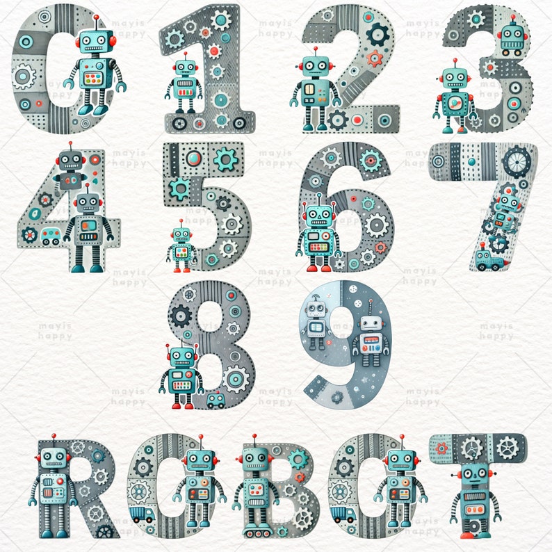 Robot Alphabet, Cute Robot, Robot Clipart, Robot PNG, Alphabet Clipart PNG, Doodle Alphabet ...