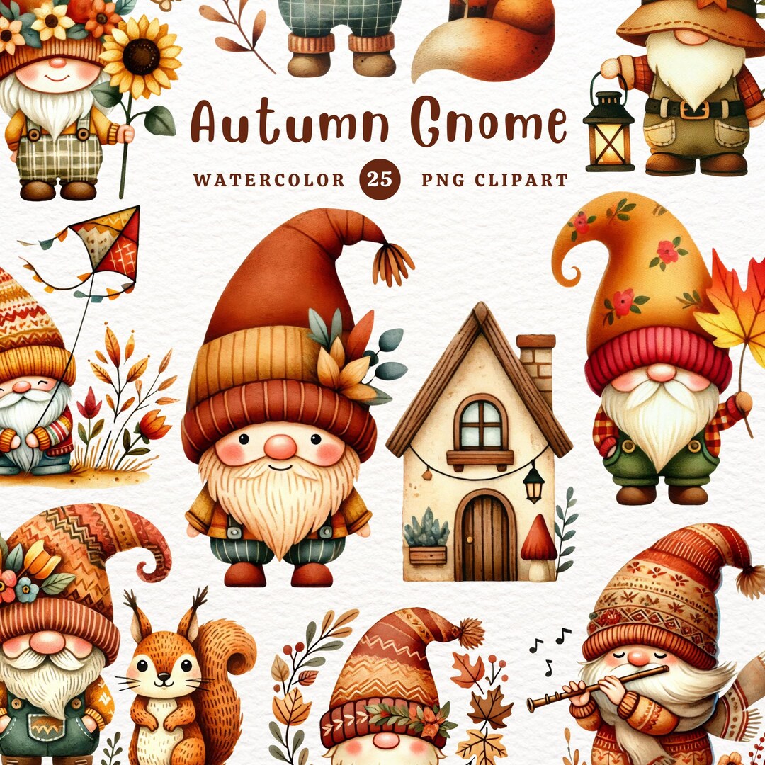 Autumn Gnome Clipart, Gnome Clipart, Cute Gnome, Autumn Season, Autumn ...