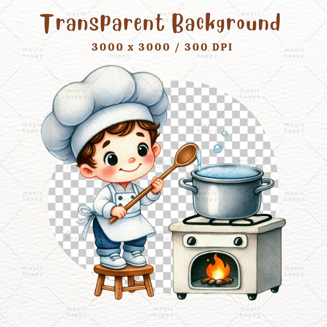 Cute Chef Clipart, Cooking Chef PNG, Cook PNG, Kitchen Clipart, DIY ...