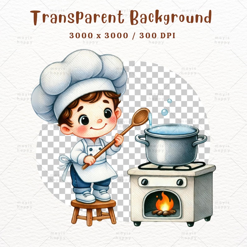 Cute Chef Clipart, Cooking Chef PNG, Cook PNG, Kitchen Clipart, DIY ...