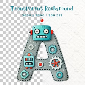 Robot Alphabet, Cute Robot, Robot Clipart, Robot PNG, Alphabet Clipart ...