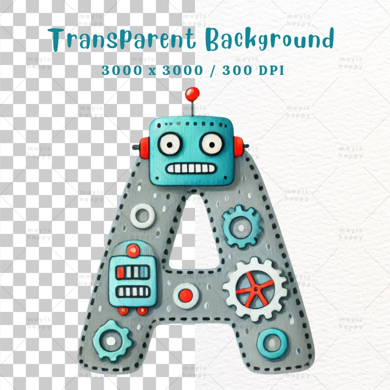 Robot Alphabet, Cute Robot, Robot Clipart, Robot PNG, Alphabet Clipart ...