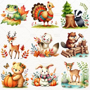 Autumn Animal Clipart, Autumn PNG, Animal Clipart, Cute Autumn Theme ...